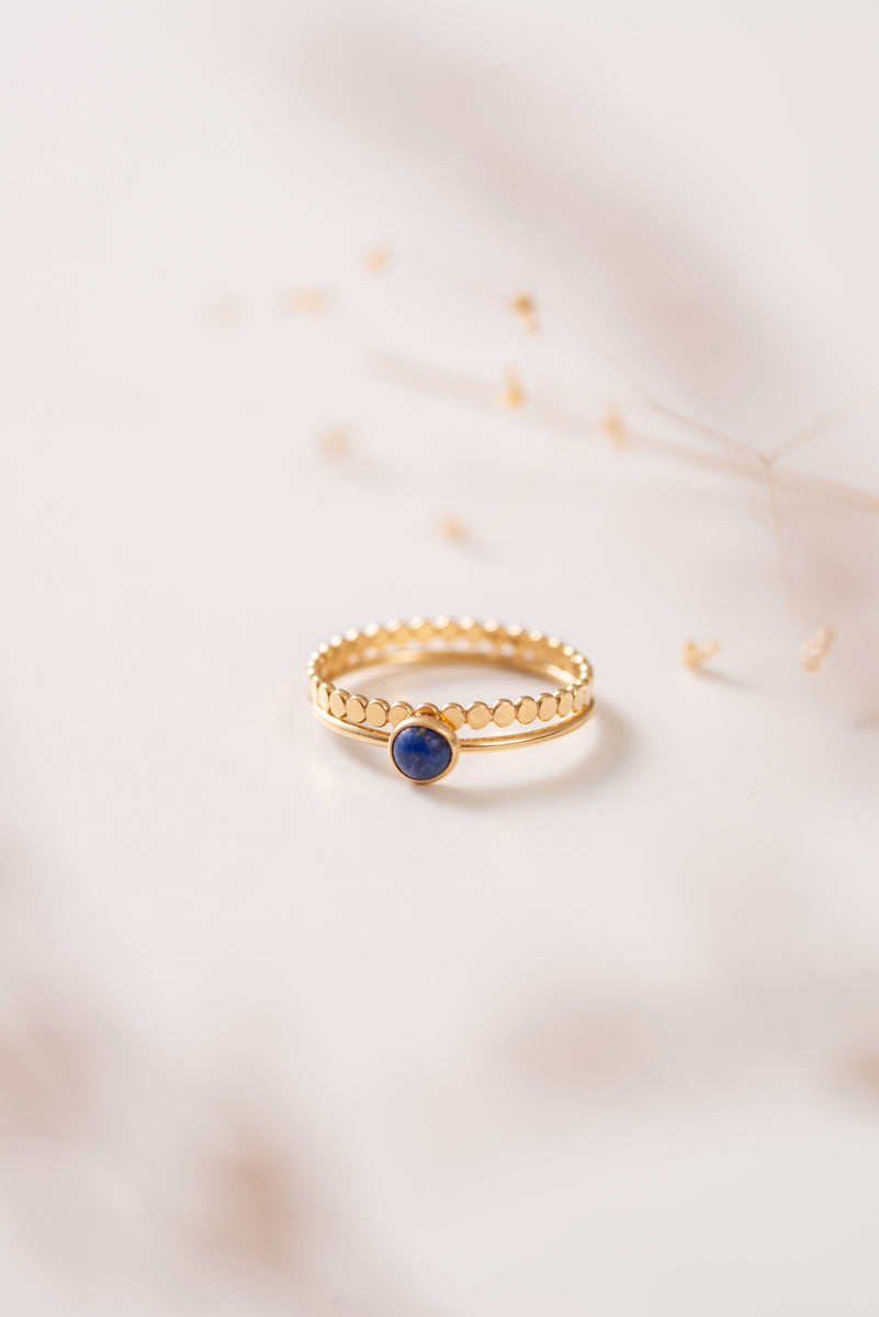 14k Gold Filled Lapis Lazuli Ring Set | Waterproof Jewellery | ZOAJE ...