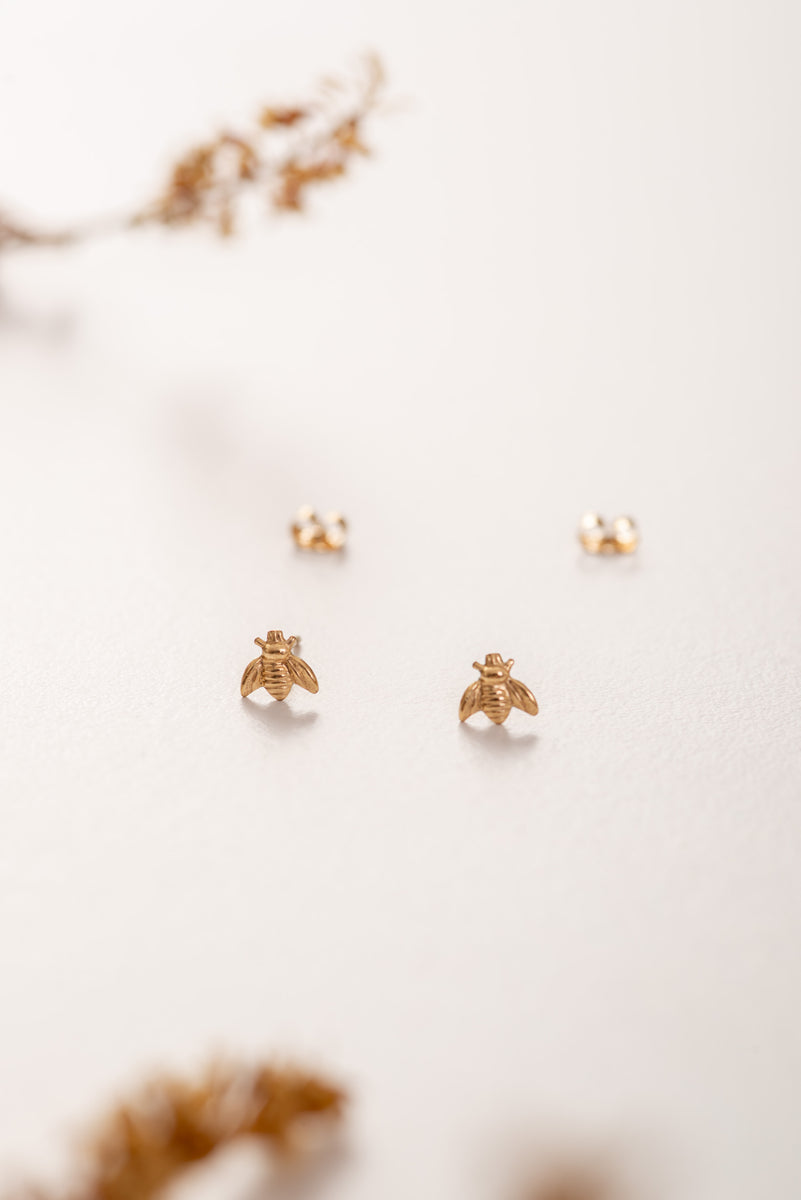 Dainty Gold Filled Stud Earrings | Honeybee Earrings – Zoaje